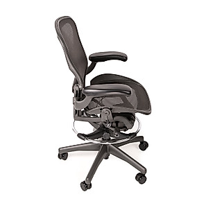 Herman Miller Aeron Drafting Stool Size B with After Market Drafting Ring, Aluminum