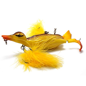 CATCHSIF Topwater Orange Duck Hard Fishing Lures with Rotating Flippers 1PK_AB