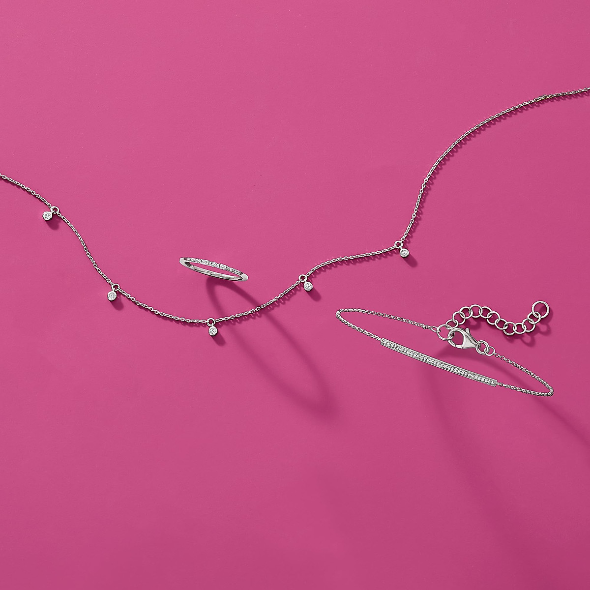 Ross-Simons RS Pure 0.10 ct. t.w. Diamond Bar Bracelet in Sterling Silver. 7 inches