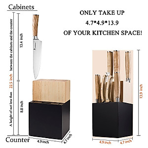 Kangdelun Natura Series 8 PCS Knife Block Set, Ultra Sharp High Carbon Stainless Steel with Wooden Handle