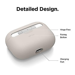 elago Liquid Silicone Case Compatible with AirPods Pro Case Cover - Triple Layer Protection, Safeguard Design, Supports Wireless Charging, Visible LED Light [Stone]