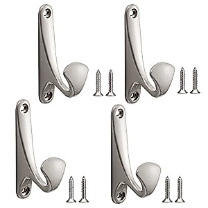 Wall Hooks 4pack Towel Hooks Zinc Alloy Integrated Single Hook Rust-Resistant/Corrosion Resistant/Long Using Life（Silver）