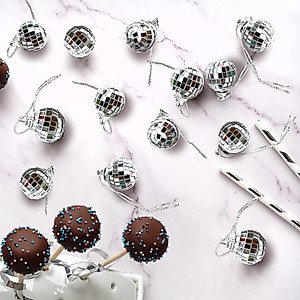 Lenwen 100 Pcs Mini Disco Ball Ornaments Hanging Disco Party Decorations Bulk 70s Reflective Silver Mirror Ball for Party Decor Supplies Tree Wedding Birthday Props Mardi Gras(2 Inch)