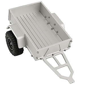 RZXYLRC TRX4M CNC Aluminum Utility Trailer stows Car with Hitch Mount for TRX-4M 1/18 RC Crawler Car Upgrade Parts (Silver)