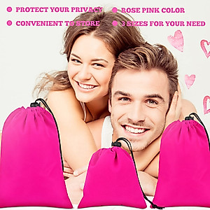 WILLBOND 18 Set of Toy Storage Adult Bags Foldable Toy Drawstring Bag Multi Purpose Toys Storage 3 Sizes Adjustable Ditty Bag Microfiber Pouch for Home Storage Travel, Hot Pink