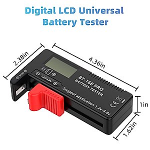 2 Pieces Digital LCD Universal Battery Tester (Model: Bt - 168 PRO), Portable Battery Checker Battery Tester for AA AAA C D 9V 3.7V 1.5V Button Cell