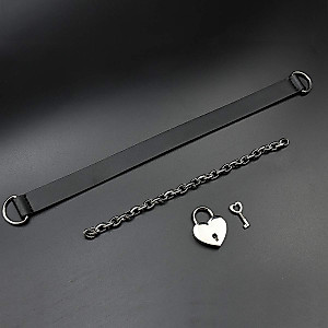 Alona Magic Goth Choker Necklaces for Women, Black Choker and Heart Padlock Day Collar with Key, Black PU Leather Choker Collar for Women