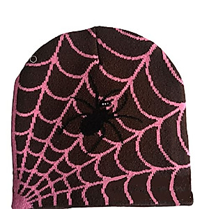 Dicusph Y2K Gothic Spider Pattern Wool Acrylic Knitted Hat Women Beanie Winter Warm Beanies Men Casual Skullies Outdoor (Pink,Medium)
