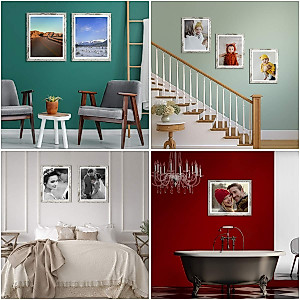 Capcillin 16x20 Picture Frame Wood Pattern Distressed White Poster Frame Set of 2, Wall Mounting,Plexiglass,Great for Prints, Mural,and Art（CP001-MD16x20RW）