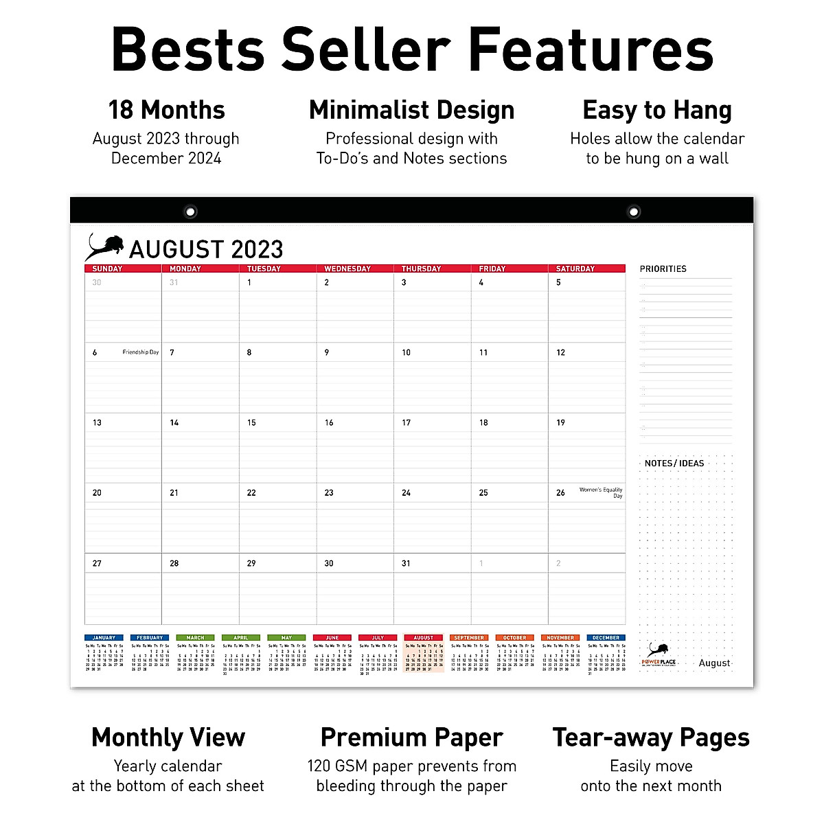 Desk Calendar 2023-2024 – Large Desktop Calendar Pad for Office or Home – Big Monthly Calendar 17" x 12" for Work with To-Do List & Notes | Calendar for Teachers, Student, Classroom (Runs 18 Months August 2023 - December 2024)