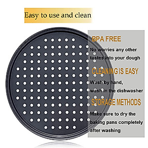 Lemengtree Pizza Pans,Baking Tray Perforated Pizza Plate Nonstick Carbon Steel Pizza Pan, Pizza Tray Round with Holes for Oven (2pc-12.5 inch with Holes)