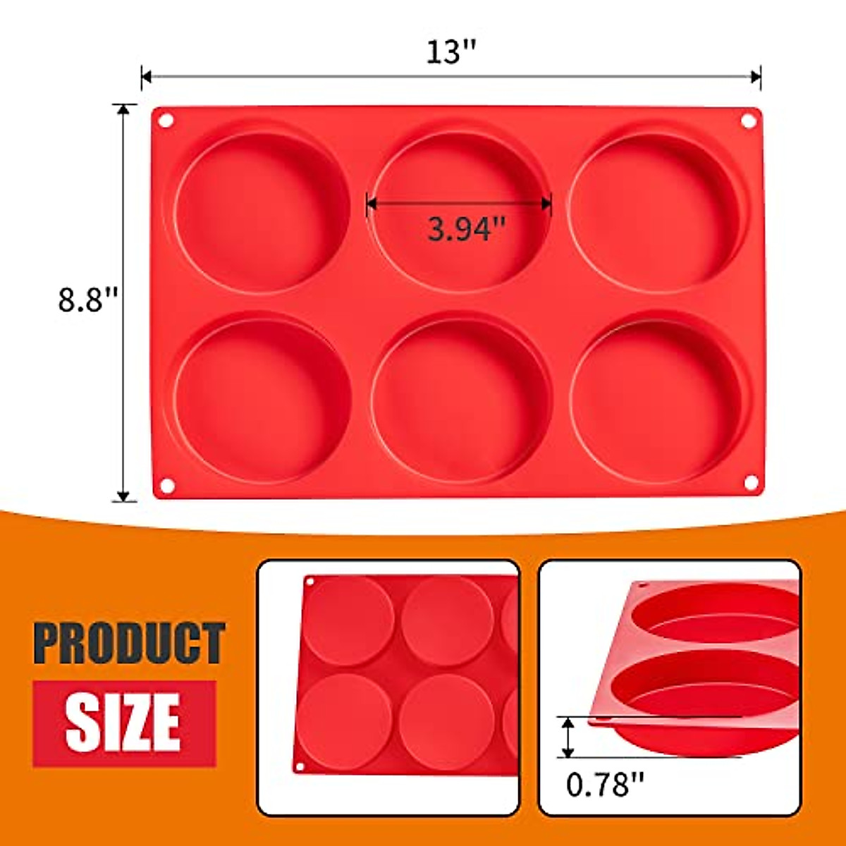 Hamburger Bun Molds 2 Pack Silicone Baking Pans, 4 Inch Muffin Top Pan Egg Sandwish Mold Small Layer Cake Molds Round Disc Pan for Mini Cake, Jumbo Muffin Top, Bun, Custard, Tart, Resin Coaster
