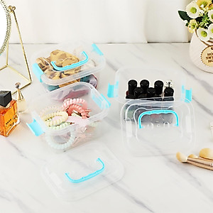 BTSKY 8 Pack Small Clear Plastic Storage Containers-4.5x3.3x2.7 Inch, Portable Mini Storage Box with Lid & Handle Multipurpose Craft Storage Containers for Crayons, Toys, Hair Ties, Beads,etc