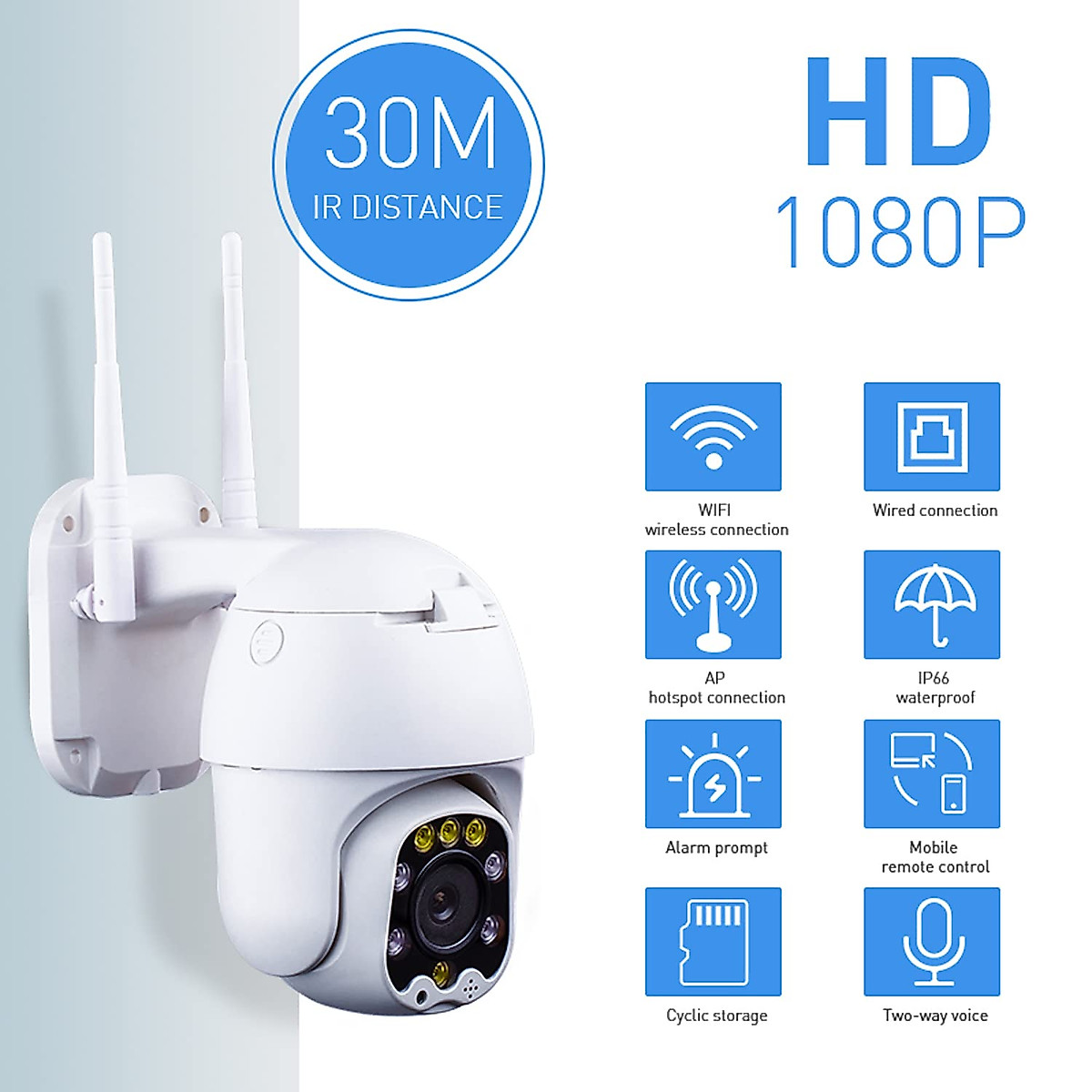 Alptop Outdoor PTZ WiFi IP Security Camera 1080P Home Surveillance Camera Pan/Tilt Two-Way Audio Motion Detection Color Night Vision Auto Tracking CamHiPro APP AT-200DW