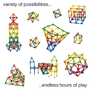 Goobi Magnetic Building Sticks Blocks Toys Magnet Construction Set Tiles Toy Montessori STEM Educational Toys for Ages 3 4 5 6 7 8 Kids (300 Pcs, 300, Pieces)