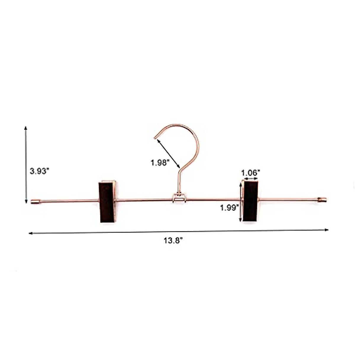 Koobay 13.8" Rose Gold Pants Metal Clothes Hangers, 30 Pack, Trouser Hangers with Clips Bottom Hangers Storage Display