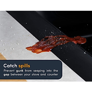 Linda’s Essentials Silicone Stove Gap Covers (2 Pack), Heat Resistant Oven Gap Filler Seals Gaps Between Stovetop and Counter, Easy to Clean Stove Gap Guard (25 Inches, Black)