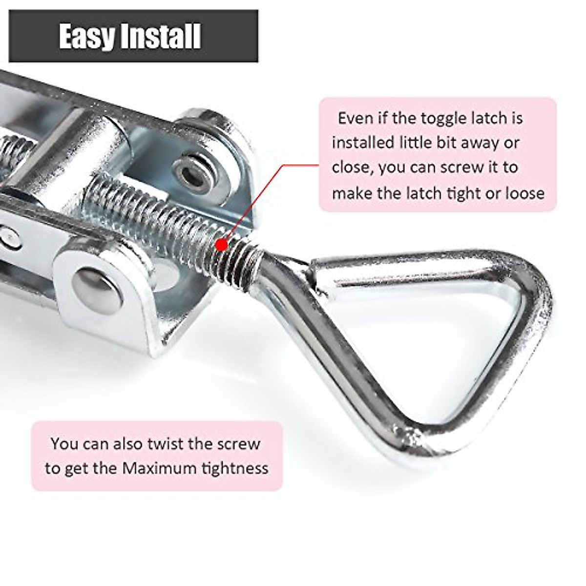 Adjustable Toggle Clamp, 6Pack 360lbs Holding Capacity Heavy Duty 4001 Style Toggle Latch Clamp Hasp for Door, Box Case Trunk, Smoker Lid, Jig. Quick Release Pull Latch, Sturdy Metal Draw Latch