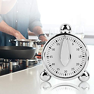 Zerodis Mechanical Kitchen Timer, 60 Minutes Countdown Timer for Cooking Baking Stainless Steel Reminders Alarm Clock for School Learning Projects and Kitchen