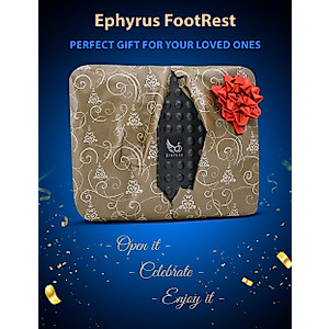 Ephyrus Adjustable Under Desk Footrest - Ergonomic Black Foot Rest with 3 Height Position - 30 Degree Tilt Angle Adjustment for Home, Office with Massage Surface for Improved Circulation and Posture