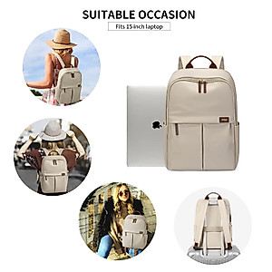 GOLF SUPAGS Laptop Backpack with Separate Laptop Compartment Water Resistant Computer Backpacks Fits 15 Inch Notebook Travel Work Bags for Women (Apricot)