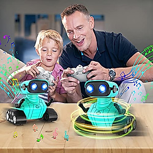 Hamourd Robot Toys - Kids Toys Rechargeable RC Robots, Remote Control Toy with Auto-Demonstration, Flexible Head & Arms, Dance Moves, Music, Shining LED Eyes, Girls Boys Toys Birthday