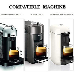 Reusable Coffee Capsule Filter, Stainless Steel Coffee Pod Holder Set Compatible with Nespresso Vertuoline GCA1/Plus, Nespresso Vertuo Plus Series, Delonghi ENV 135/150 with Brush Spoon (240ml)