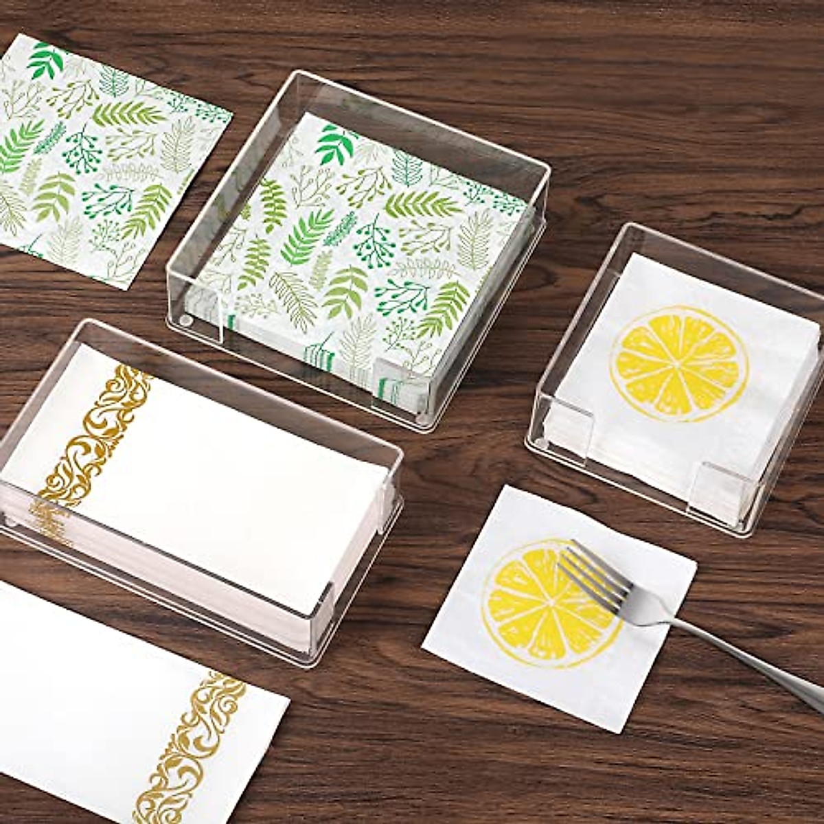 MaxGear Acrylic Cocktail Napkin Holder for Table, Clear Napkins Holder, Beverage Napkin Holders Modern Buffet Paper Napkin Caddy for Bar, Party, Dinner, Kitchen & Dining Room, 5.5 x 5.5 inches