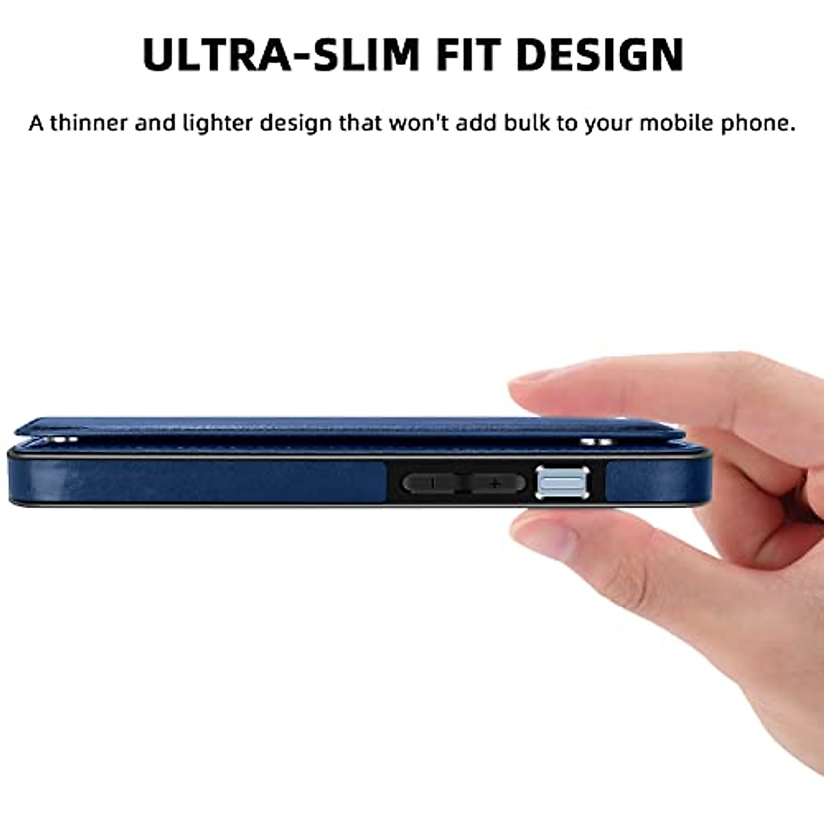 iMangoo for iPhone 14 Case Wallet Credit Card Holder Slots Kickstand, iPhone 13 Flip Cases PU Leather Cash Pocket for Men Women Double Magnet Clasp Protective Phone Cover for iPhone 14 13 6.1" Blue