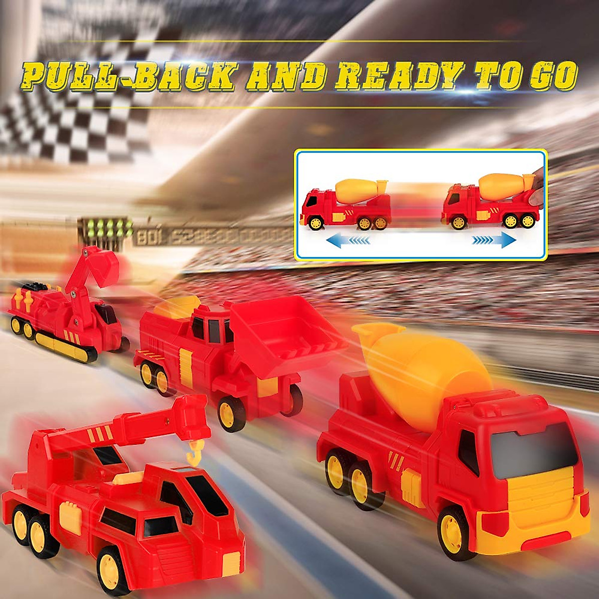 Construction Toy, Pull Back Play Vehicles for 3 4 5 6 Years Old Boy Kids Toddler, Transform Robot Car Toys Truck,Assemble Cars Action Figures Set