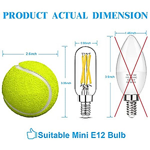 Mlambert Dimmable E12 LED Light Bulb, 40W Equivalent Candelabra Bulbs, 5000K Daylight White T6 4W T25 Filament Bulb for Chandeliers, Ceiling Fan, Pendant, Wall sconces, Pack of 5