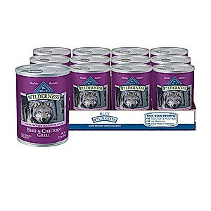 Blue Buffalo Wilderness High Protein, Natural Adult Wet Dog Food, Beef & Chicken Grill 12.5-oz cans (Pack of 12)