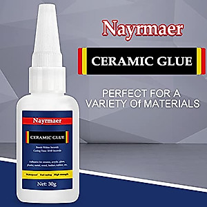 Ceramic Glue, 30g Glue for Porcelain and Pottery Repair, Instant Strong Glue for Pottery, Porcelain, Glass, Plastic, Metal, Rubber and DIY Craft