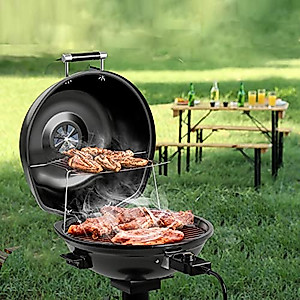 Giantex Electric BBQ Grill 1600W, Removable Non-Stick Grill Rack, Warming Rack, Oil Drip Tray, Adjustable Temperature, Portable Outdoor Electric Grill for Camping Picnic Tailgating, Black