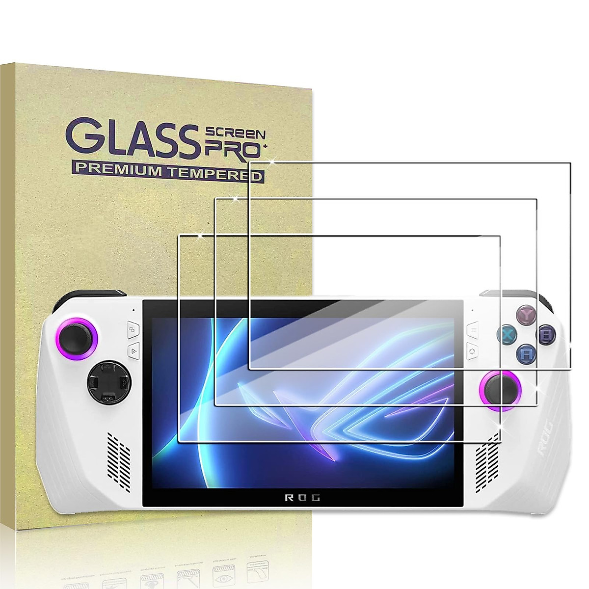 TQLGY 3 Pack Screen Protector for ASUS ROG Ally Handheld 7 inch 2023, Tempered Glass Screen Protector for ROG Ally, Transparent HD Clear, 9H Hardness, Anti-Scratch