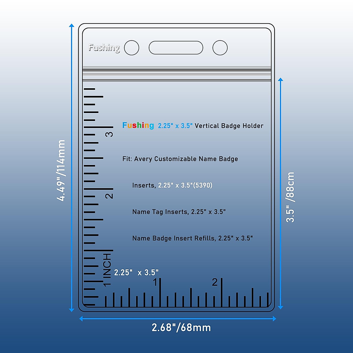 Fushing Pack of 50 Clear Plastic Vertical Badge Holders, Name Tag Holders, Card Holders (S)