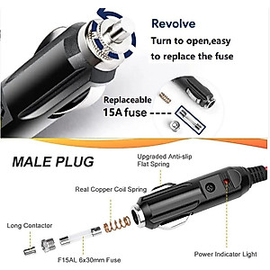 MJPOWER Car Charger Compatible with BLUETTI Car Charging Cable EB3A / EB70 / EB70S Portable Power Station 6.6 Feet 16AWG UL Certified DC Power Cord & 15A Fuse