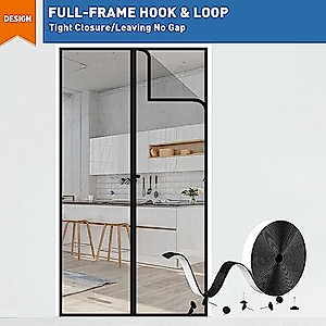 MAGZO Magnetic Screen Door Fit Door Size 32 x 80 Inch, Screen Size 34" x 81" Reinforced Fiberglass Screen Curtain Heavy Duty Screen Mesh for Patio Door Enjoy Air Fresh-Grey Gray