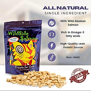 WILDSIDESALMON WildSide Salmon - 100% Wild Alaskan Salmon Freeze Dried Cat Treats - Healthy Training Treat - 3oz (3 Pack)