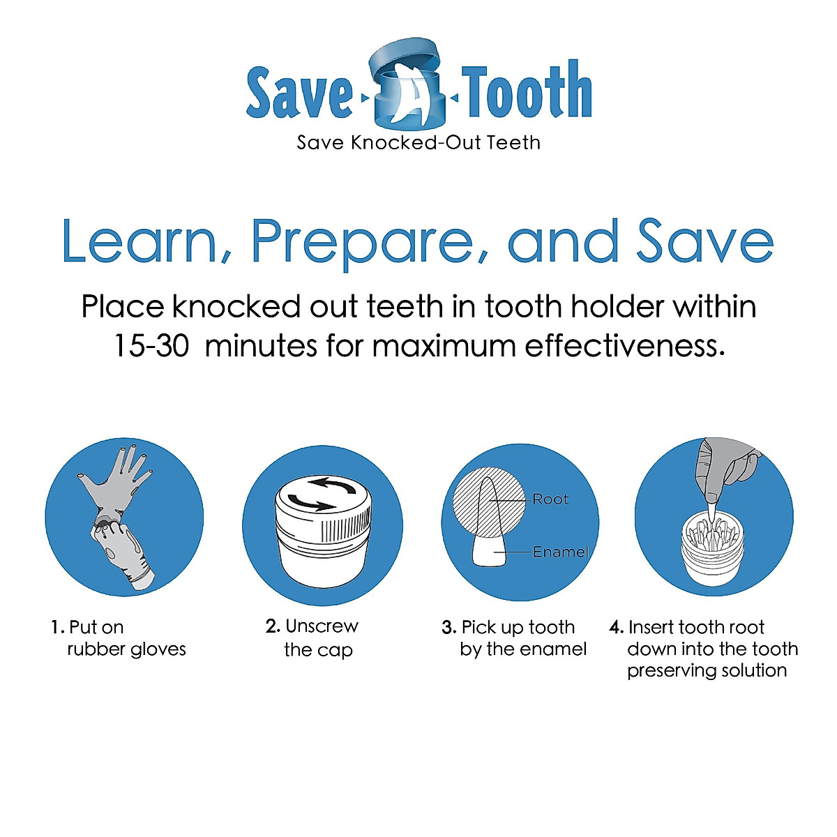 Save-A-Tooth Preservation Kit - Prevent Permanent Tooth Loss, Save Knocked Out Teeth for up to 24 Hours - Tooth Saver Made in the USA by SmartPractice - Keep in your Kit Bag for a Tooth Emergency
