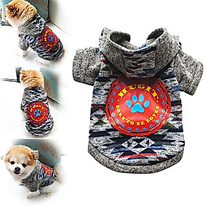 HonpraD Small Dogs Clothes Female Coat Color Clothing Stitching Pet Winter Print Clothes Cat Shirt Sweatshirt Dog Pet Clothes
