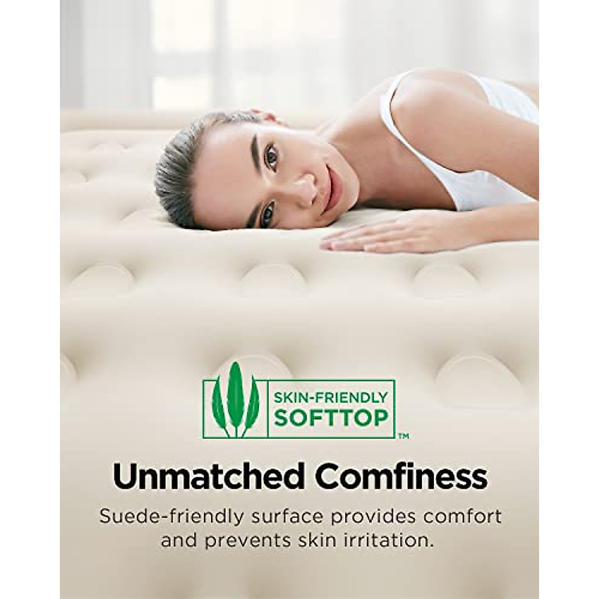 Ciays Air Mattress Queen with Built-in Pump, Double High Blow Up Mattress with Carrying Bag, Inflatable Air Bed for Guests, Family, Brown