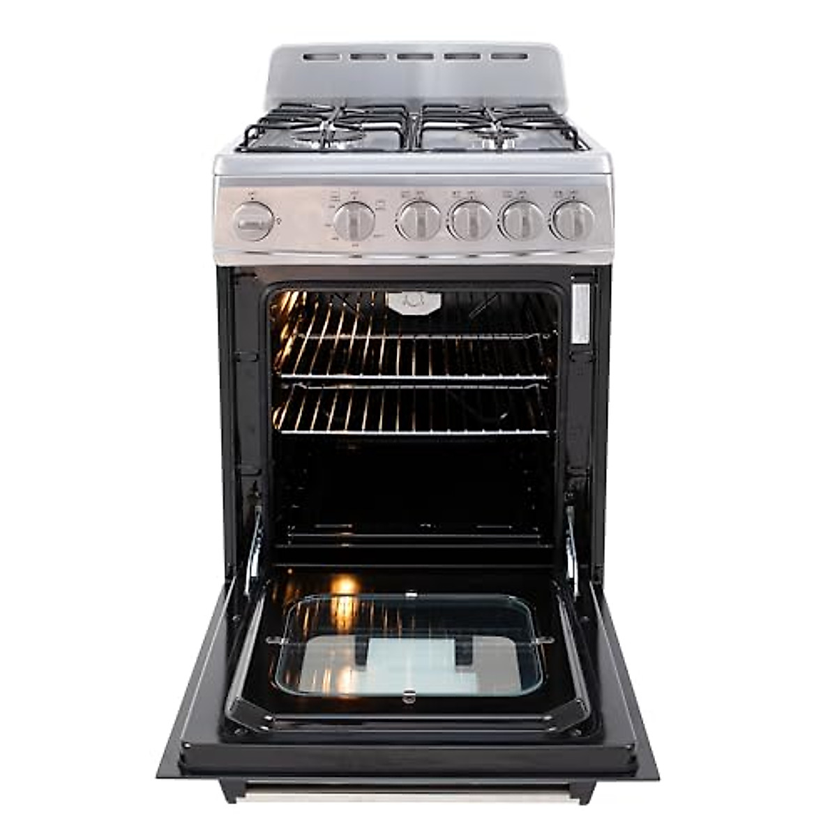 Avanti GR2013CSS Gas Range Oven Compact Freestanding Design, 4 Sealed Burners with Electronic Ignition, 2.1 Cu.Ft. Capacity Features Storage Drawer Broiler and Accessories, 20-Inch, Black