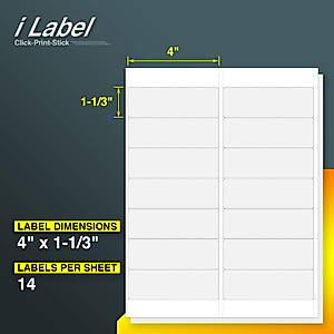 14UP 4" x 1-1/3" Address Labels for Laser & Inkjet Printers[100 Sheets,1400 Labels]