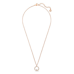 Swarovski Creativity Collection Women's Necklace, Intertwined circle Pendant with White Crystals and Rose-Gold Tone Plated Chain
