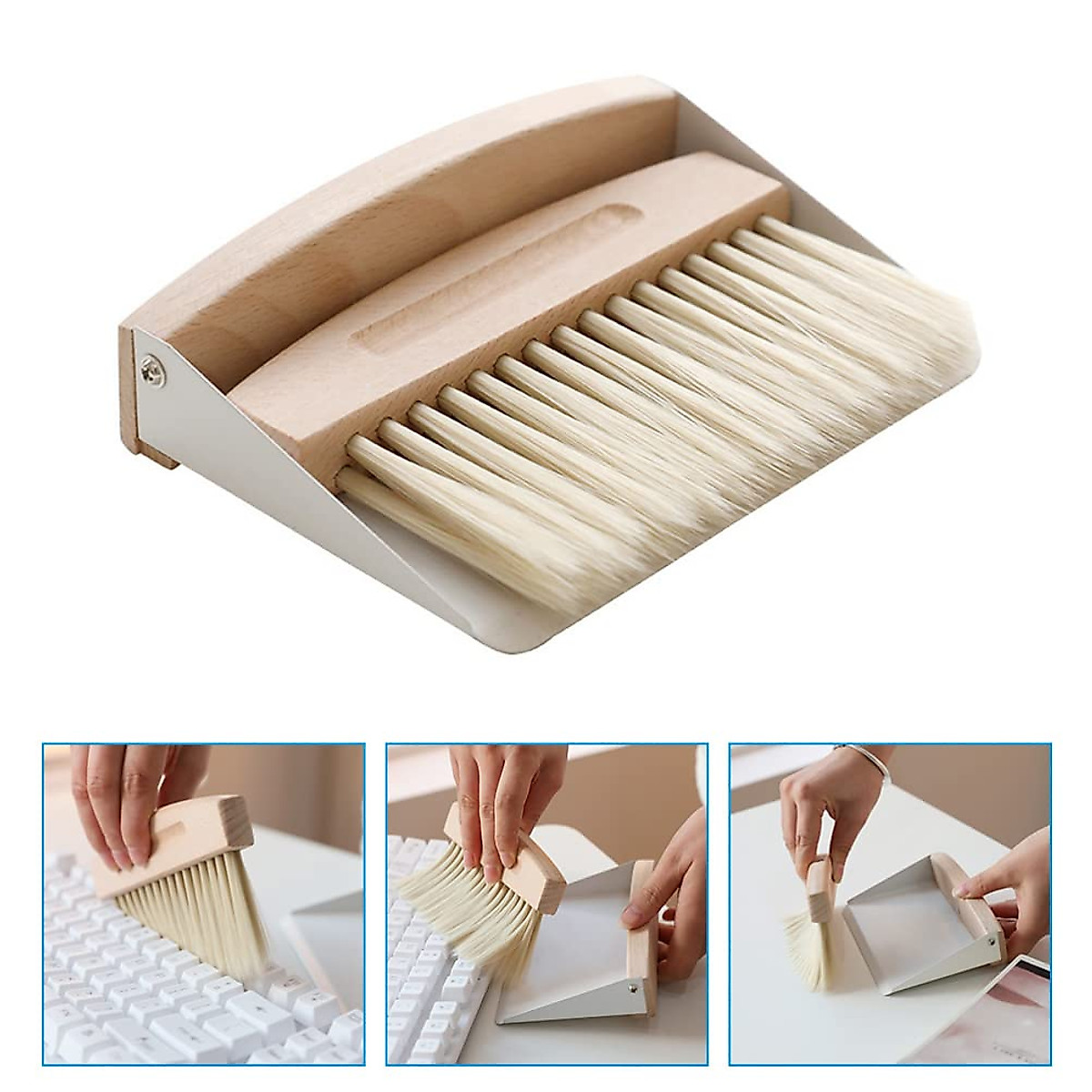 Hemoton 1 Set Small Broom Dustpan Brooms Pet Cage Broom Brush Dustpan Desk Top Dustpan Car Cleaning Tools Pets House Cleaning Brush Sofa Child Desktop White Iron Keyboard Brush