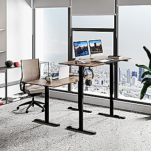 Tangkula 55 x 28 Inch Large Electric Standing Desk, Height Adjustable Sit to Stand Desk with Powerful Motor & Anti-Collision Design, Ergonomic Stand Up Workstation with Metal Frame, Home Office Desk