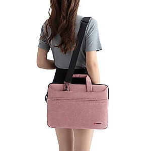 DOMISO 11.6-13 inch Laptop Bag Business Briefcase Water-resistant Notebook Messenger Shoulder Bag for 13" MacBook Pro/12.9" iPad Pro/13 MacBook Air Retina/12.3" Microsoft Surface Pro Pro 4 6,Pink