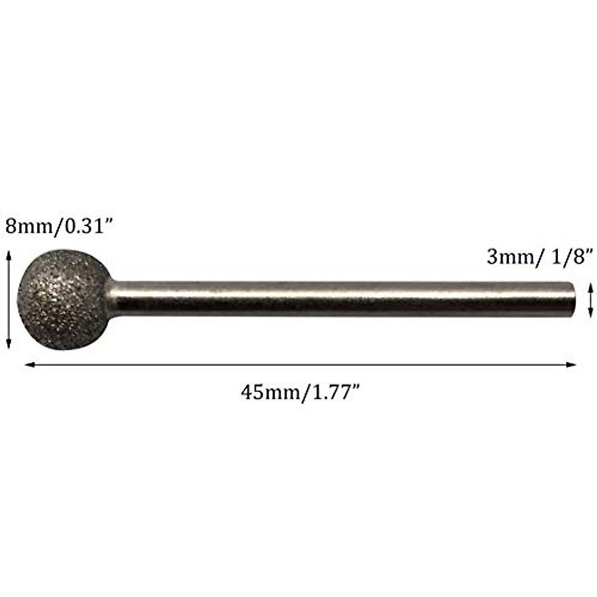 20Pcs Diamond Mounted Point, 8mm Ball Head, 3mm Shank, Diamond Grinding Bit Rotary Burrs, for Jade Stone Jewelry Ceramic Carving Polishing