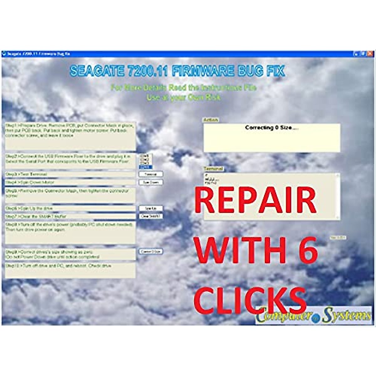 FW-FXR Firmware Bug Fix Repair Complete Tool kit Compatible for Seagate Barracuda & Maxtor USB, CSGR